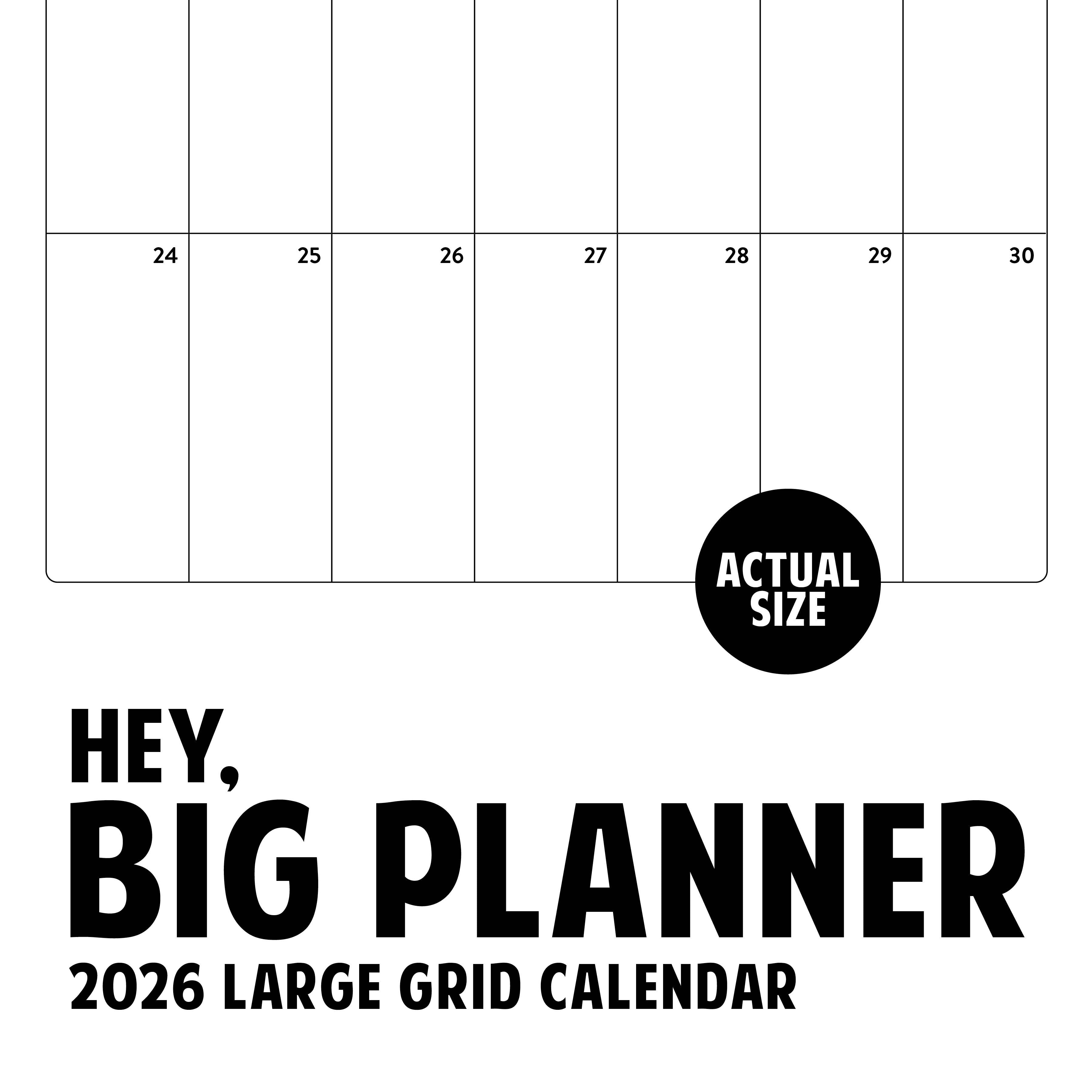 Large Grid B&W 2026 Wall Calendar Marble City Press – BOOK/SHOP, etc.